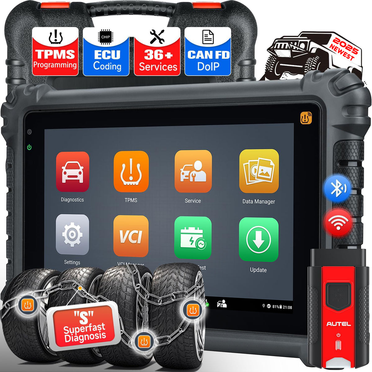 Autel MaxiCOM MS906 Pro-TS 2025 Newest OBD2 Wireless Diagnostic Tablet ...